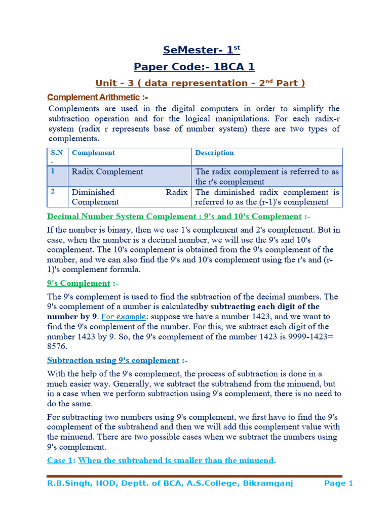 Radix and Diminished Radix Complements | PDF | Subtraction | Computing