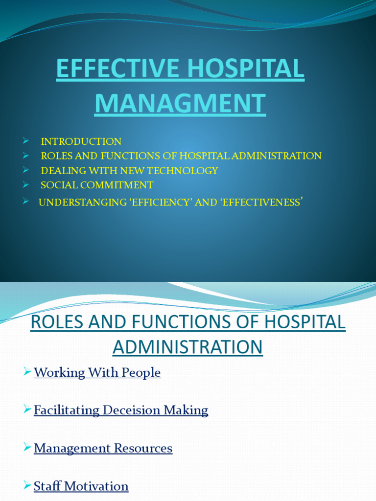 Effective Hospital Managment | PDF
