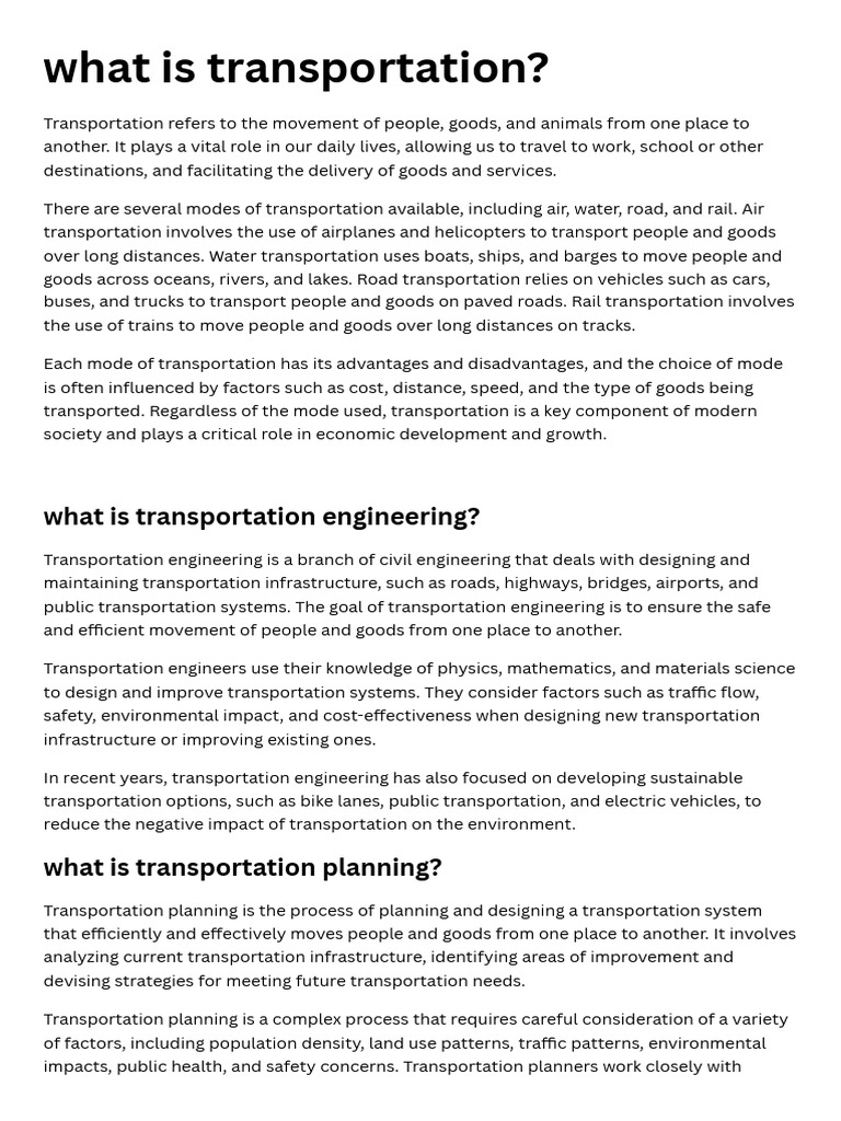 What Is Transportation | Download Free PDF | Transport | Mode Of Transport