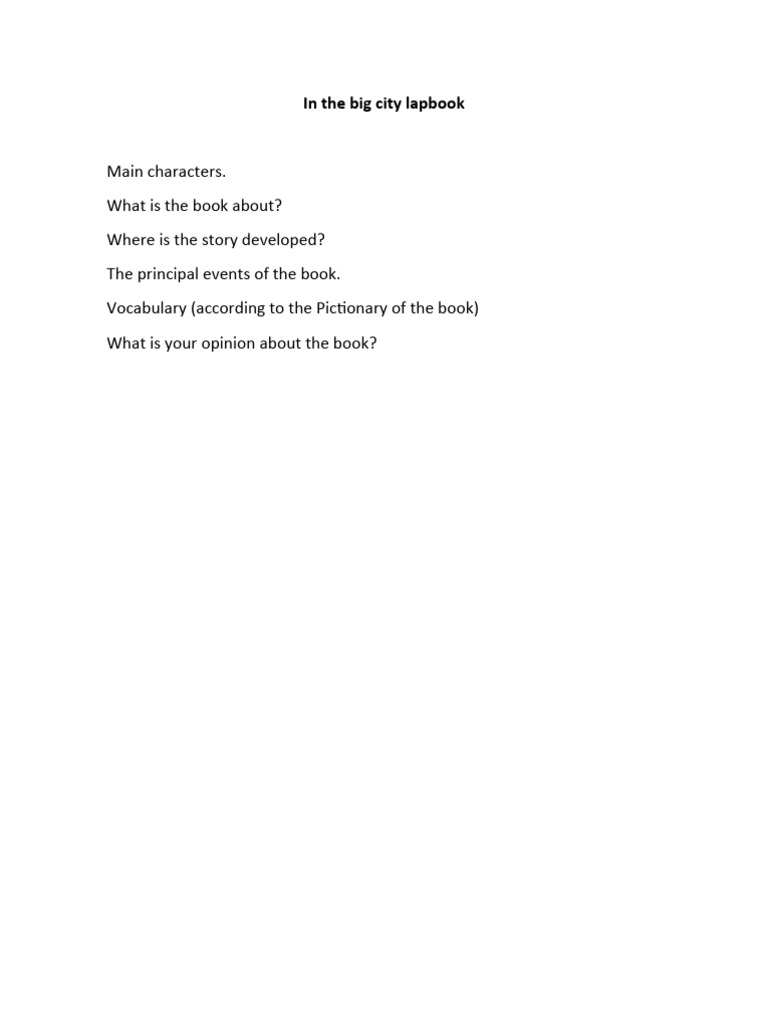 In The Big City Lapbook | PDF | Social Science
