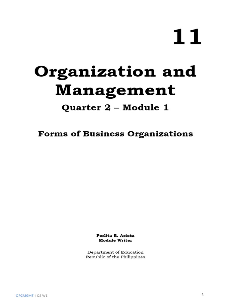 Business Organization Structures Module | PDF | Learning ...