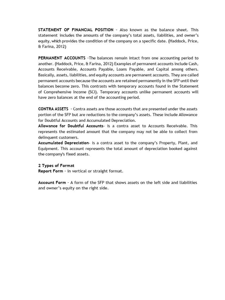 Statement of Financial Position Overview | PDF | Debits And Credits ...