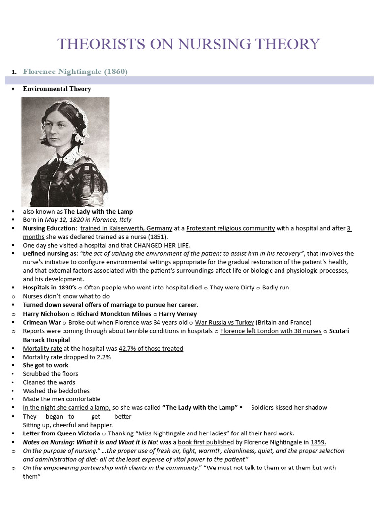 TFN All Theorists Reviewer | PDF | Nursing | Florence Nightingale