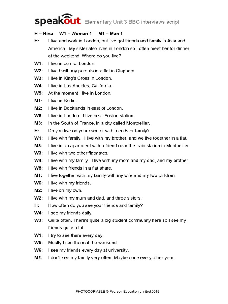 SO E U3 Interviews Scripts | PDF | Language Arts & Discipline