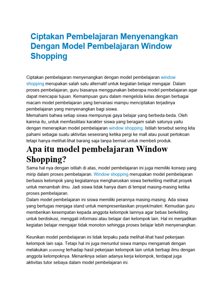Ciptakan Pembelajaran Menyenangkan Dengan Model Pembelajaran Window ...