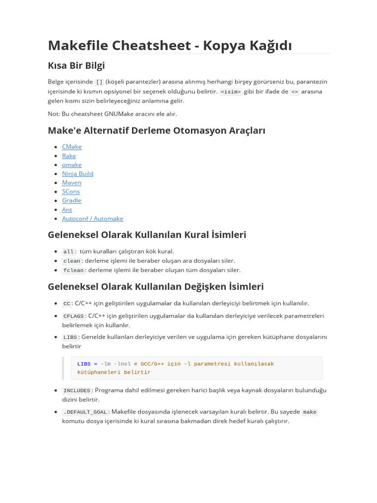Makefile Cheatsheet | PDF