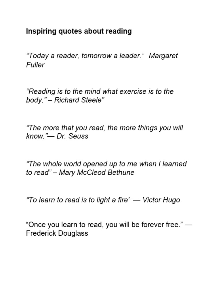 Inspiring Quotes About Reading | PDF | Philosophy