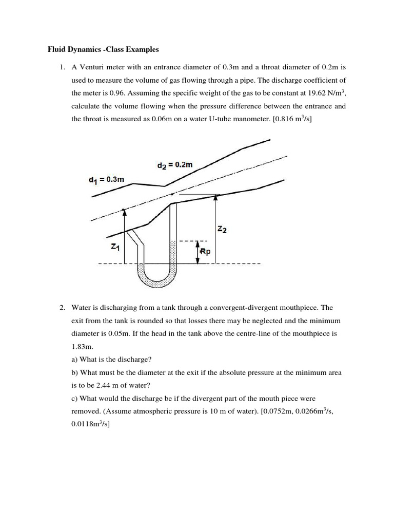 Fluid Dynamics_Class Examples | PDF