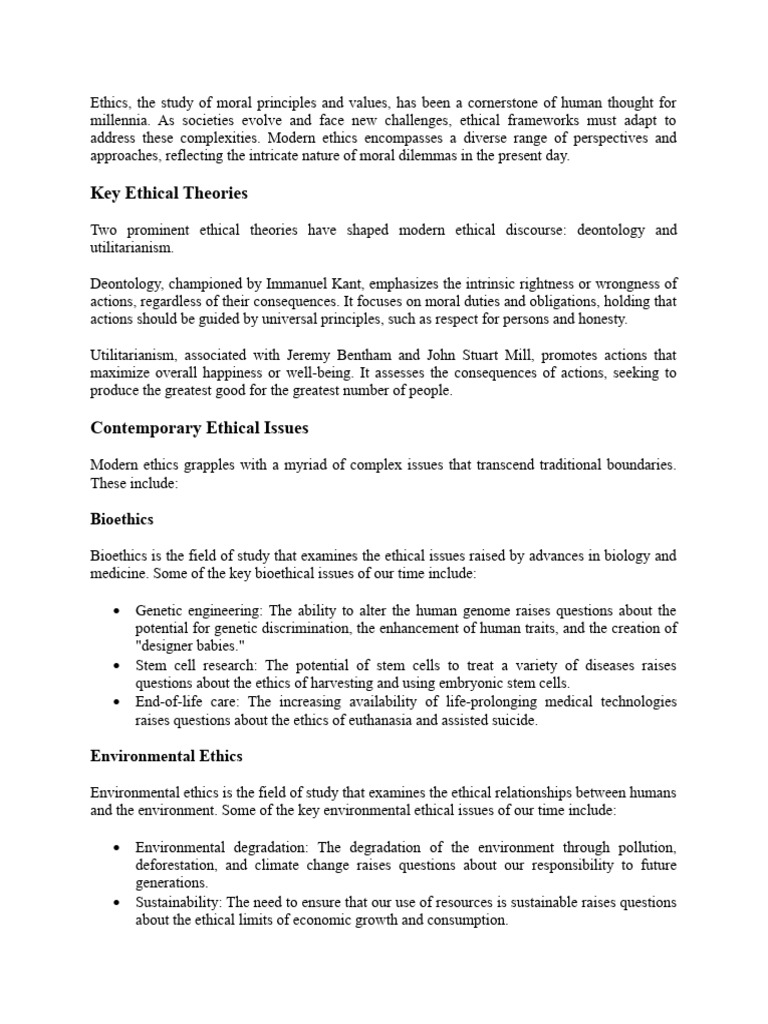 Modern Ethics | PDF | Utilitarianism | Sustainability