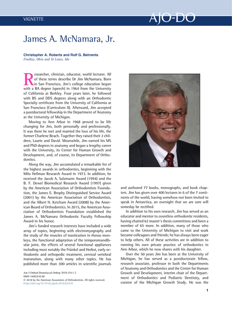McNamara's Legacy in Orthodontics | PDF | Orthodontics | Dentistry Branches