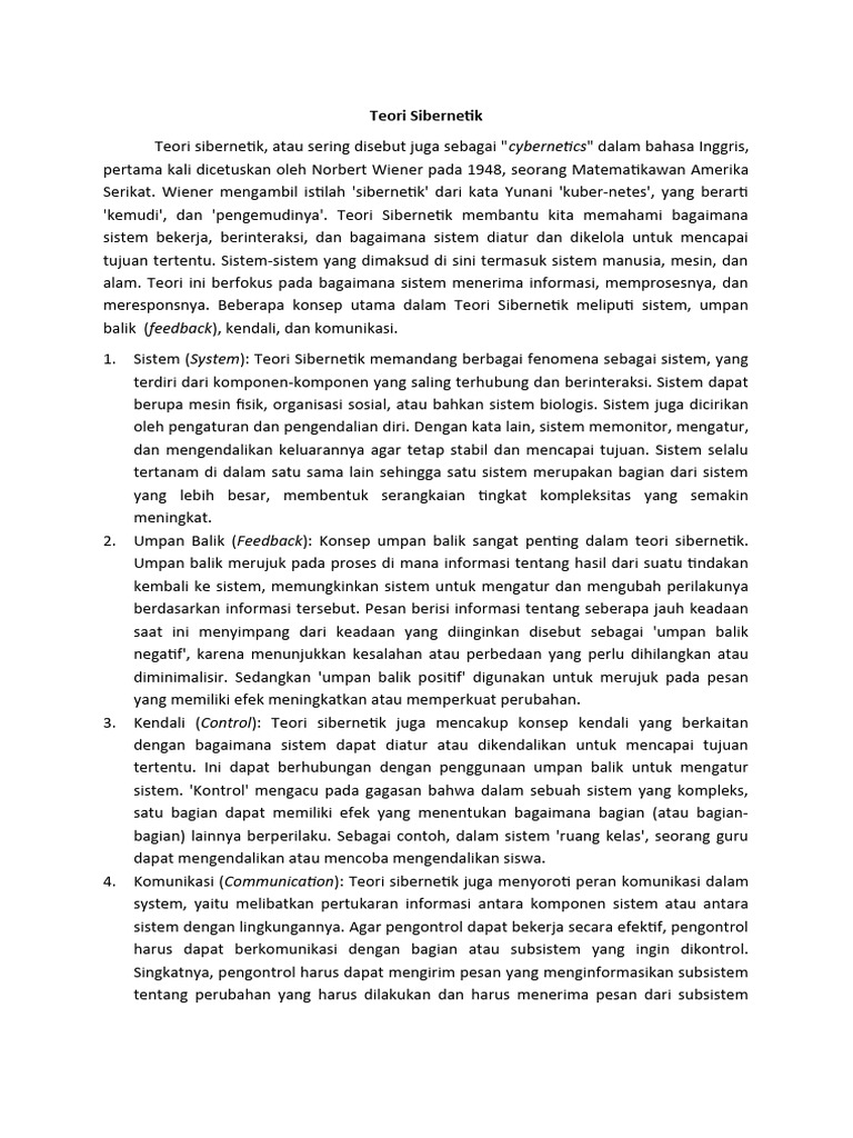 Teori Sibernetik | PDF | Sains & Matematika