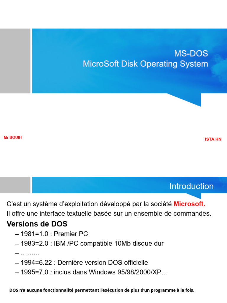 Commandes essentielles de MS-DOS | PDF | DOS | Système d'exploitation