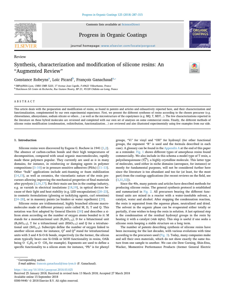Synthesis, Characterization and Modification of Silicone Resins - An ...