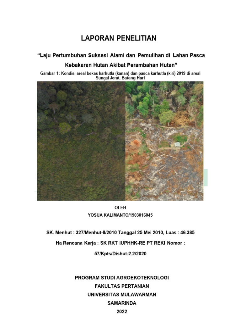 Laju Pertumbuhan Suksesi Alamai Pemulihan Di Lahan Pasca Kebakaran ...