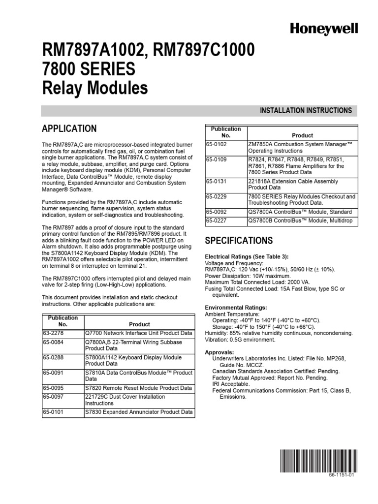 Control Llama Honeywell RM7897A1002, RM7897C1000 | PDF | Electrical Wiring | Power Supply