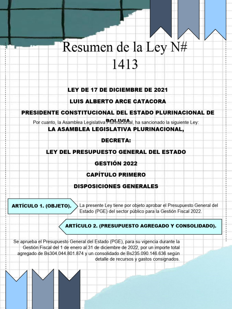 Resumen de Ley 1413 | PDF | Deuda | Presupuesto