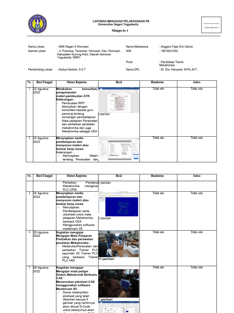 Logbook PK - Minggu 4 | PDF