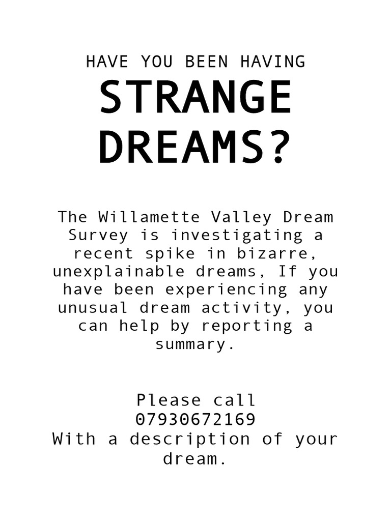 Willamette Valley Dream Survey | PDF