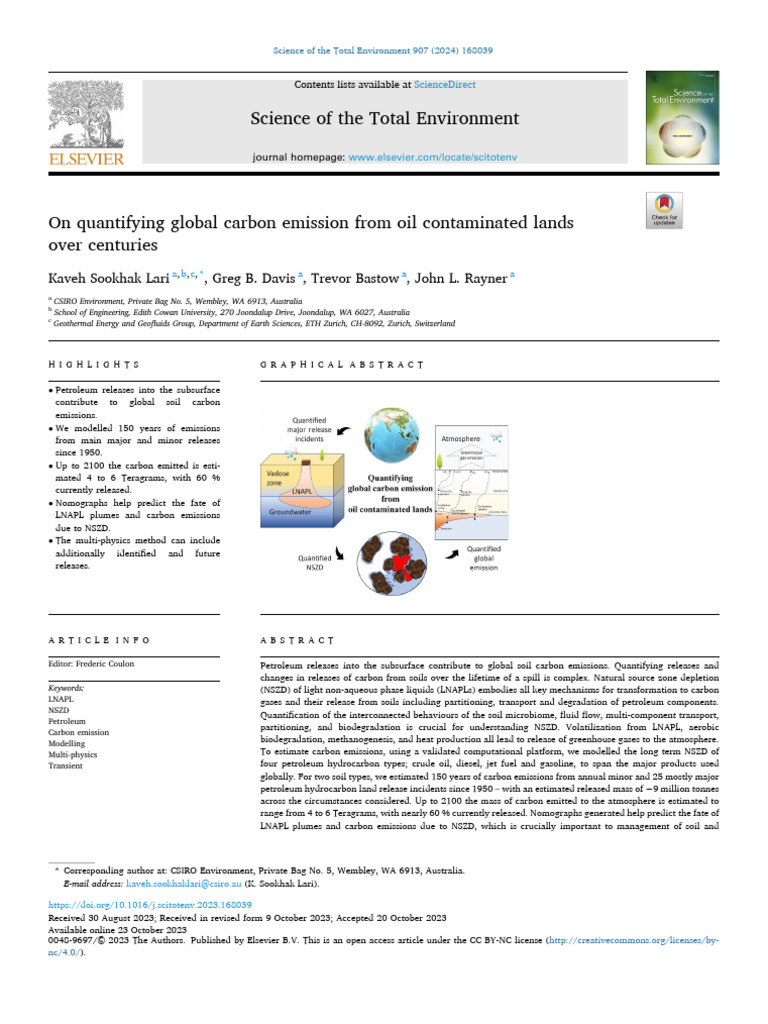 Global Carbon Emissions from Oil Spills | PDF | Petroleum | Greenhouse Gas