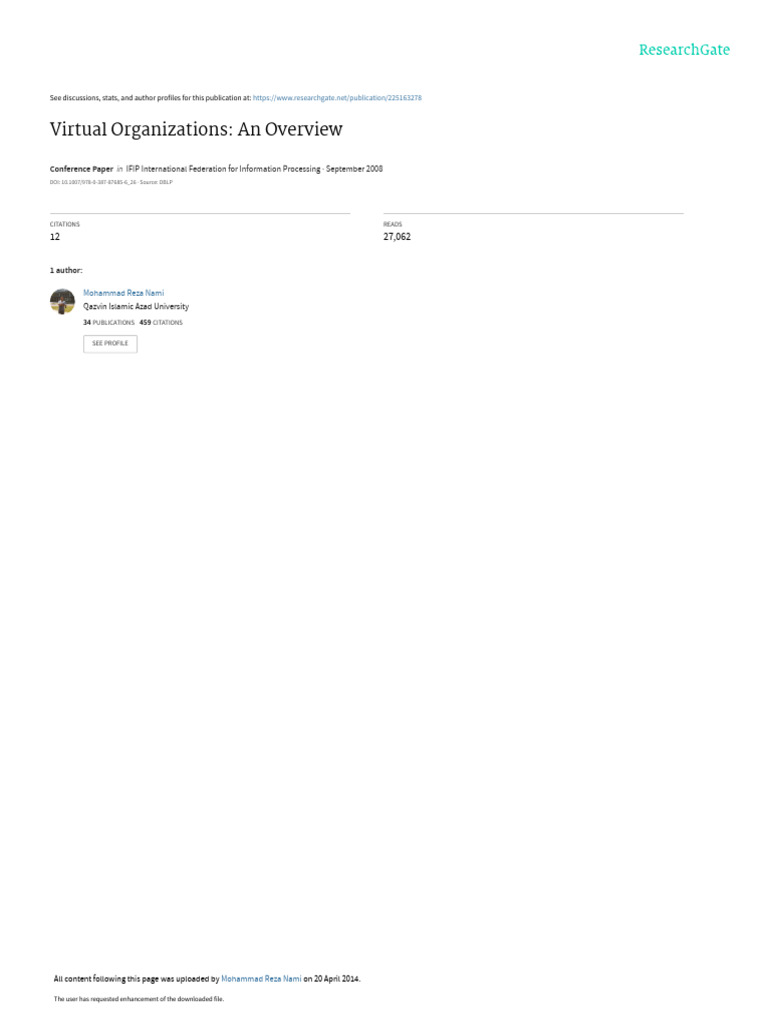 Virtual Organizations An Overview | PDF | Product Lifecycle | Collaboration