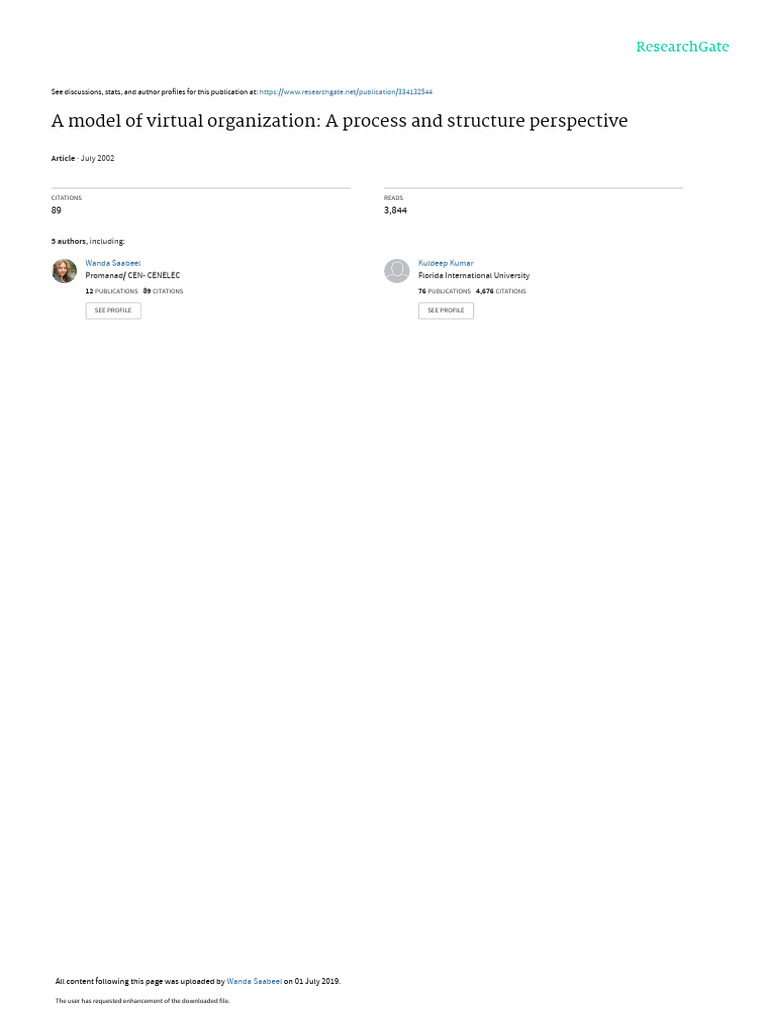 A Model of Virtual Organisation | PDF | Modularity | Product Lifecycle