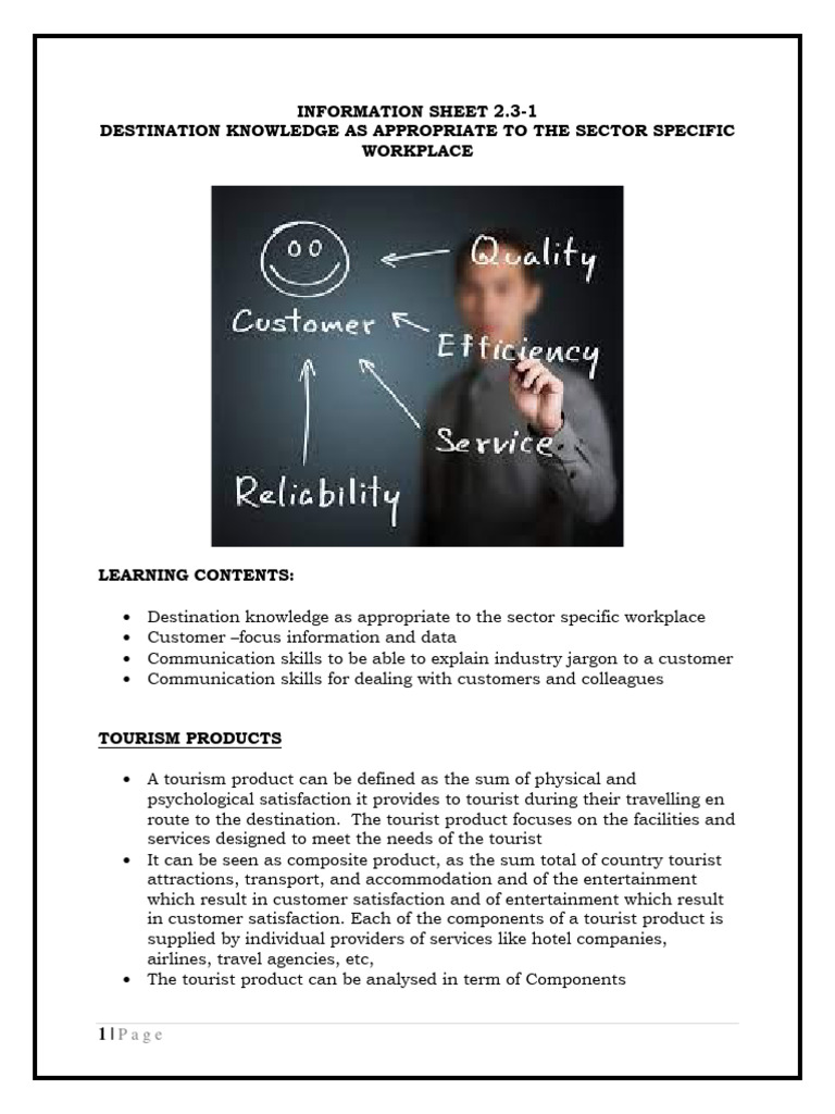 Lo3. Provide Information and Advice On A Destination, Product or ...