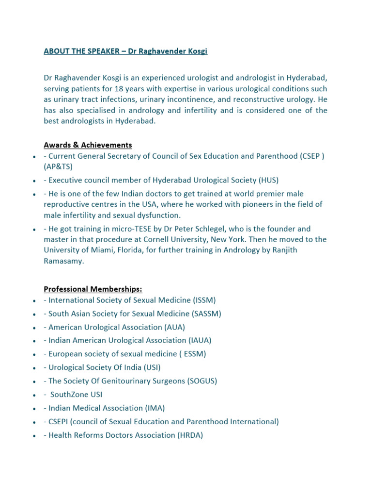 About The Speaker | PDF | Wellness