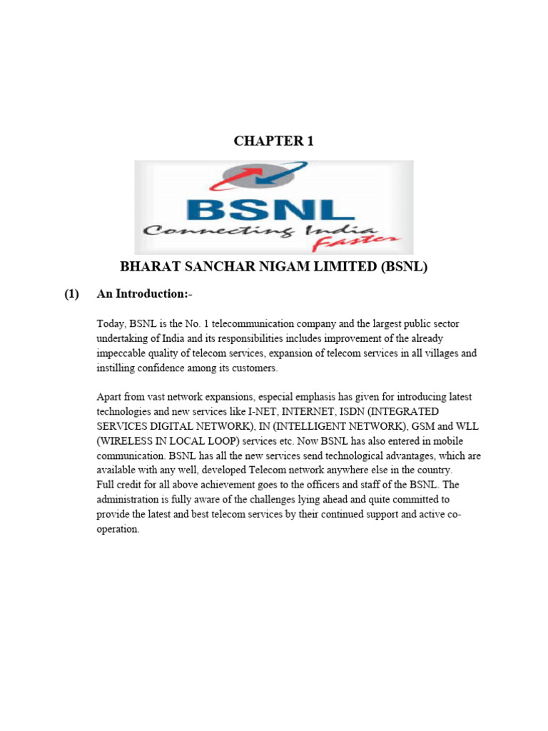 BSNL Report | Download Free PDF | Optical Fiber | Cellular Network