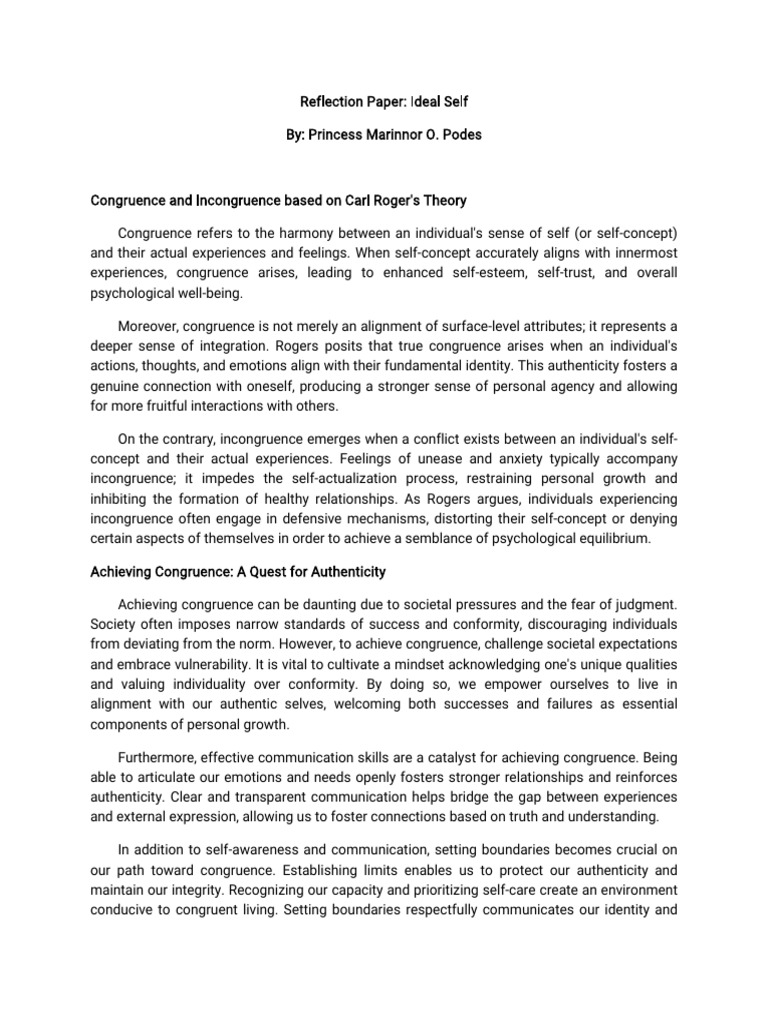 Ideal Self Reflection | PDF | Self Concept | Cognition