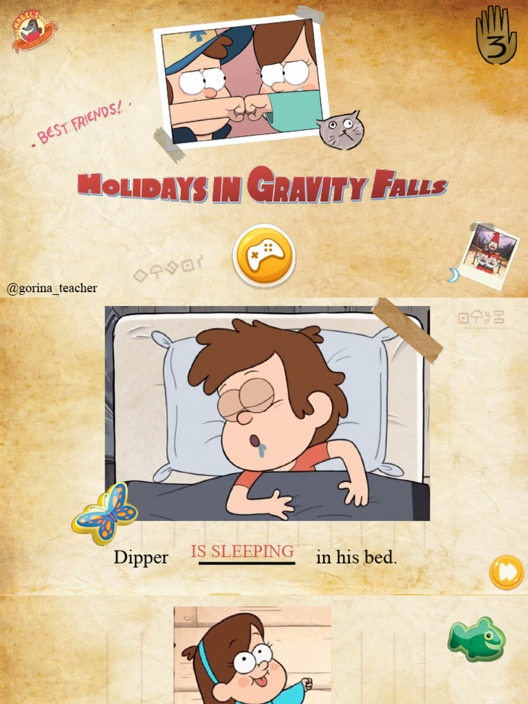 Gravity Falls Present Continuous by Gorina Teacher | PDF