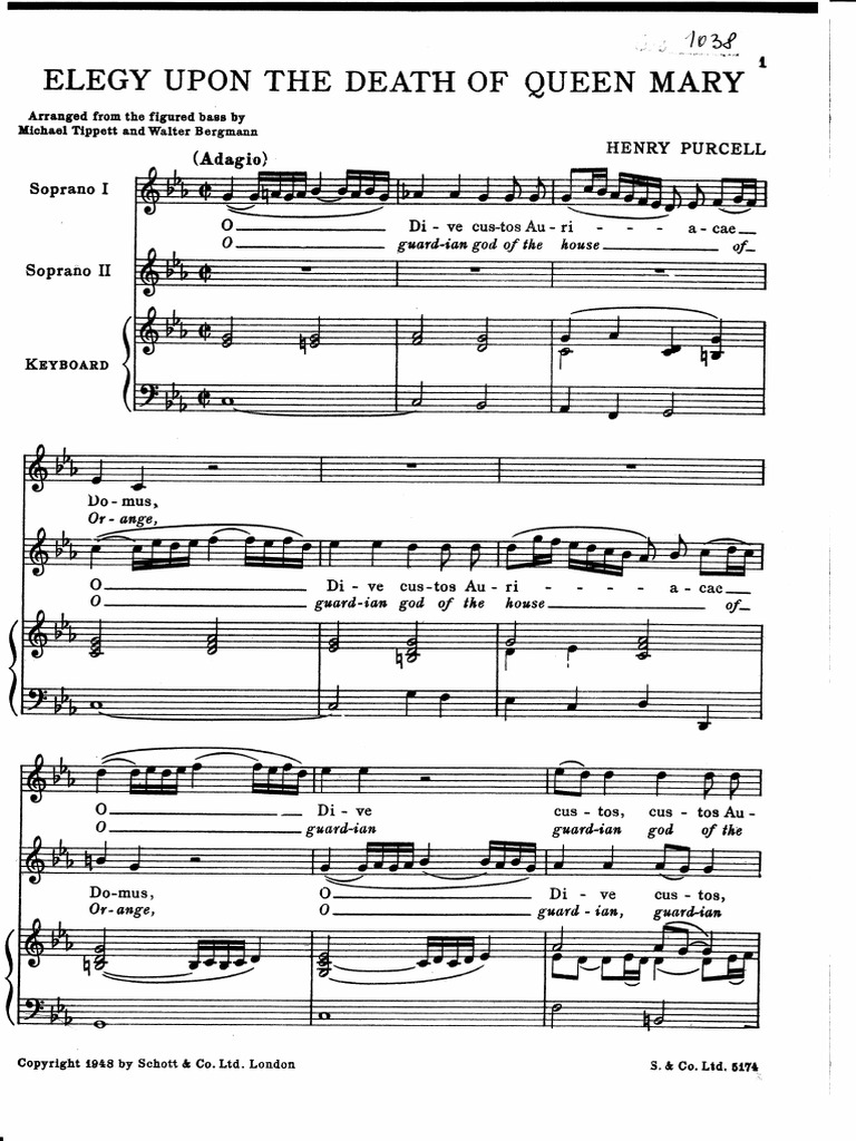 Purcell Elegy Upon The Death of Queen Mary | PDF