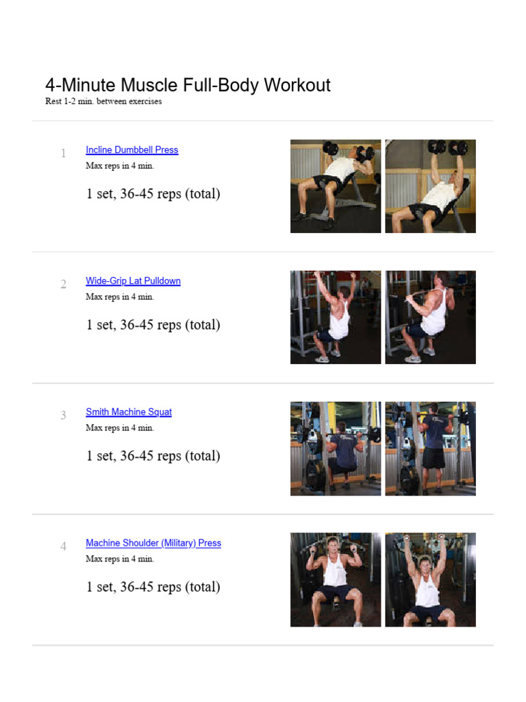 4 Minute Workout | PDF | Wellness