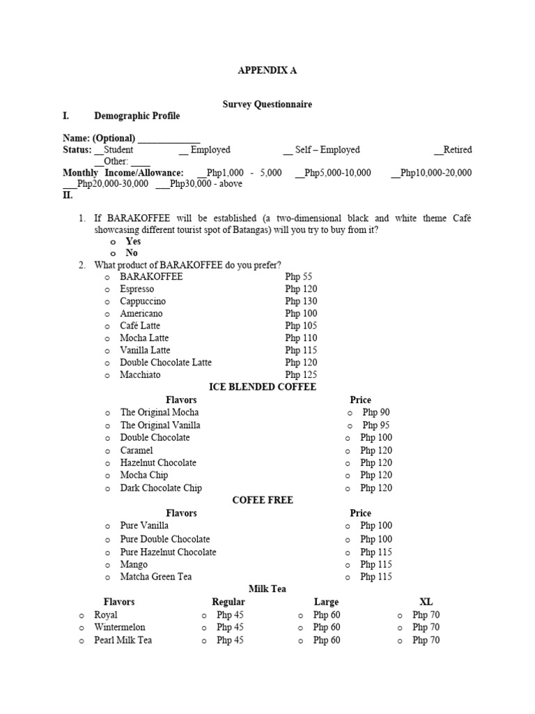 Appendix - Barakoffee | PDF | Hot Drinks | Desserts