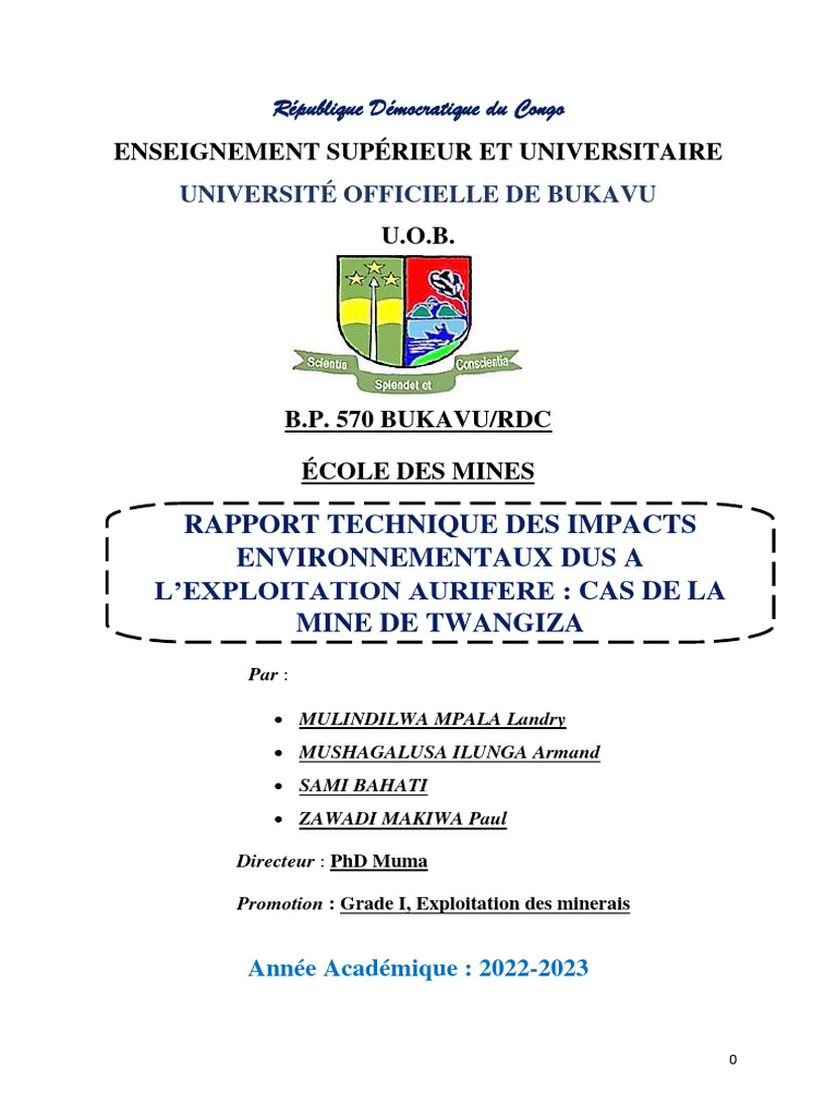 Impact environnemental de la mine de Twangiza | PDF | Environnement ...