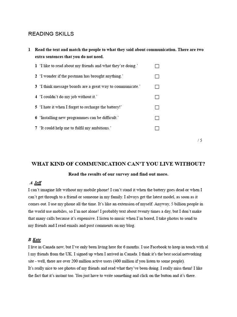 Reading Skills 1 | PDF | Internet | Computer Mediated Communication
