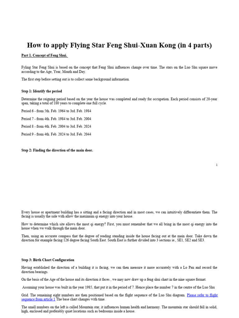Flying Star Feng Shui Guide: Basics & Charts | PDF | Language Arts ...