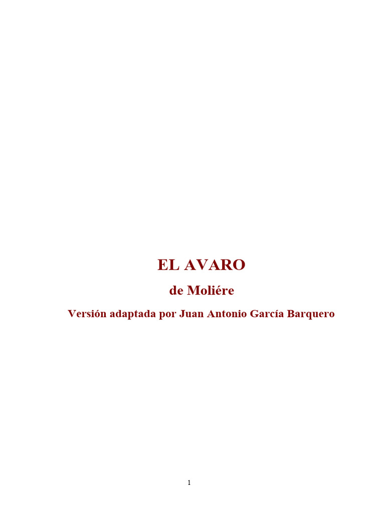 El Avaro | PDF | Amor