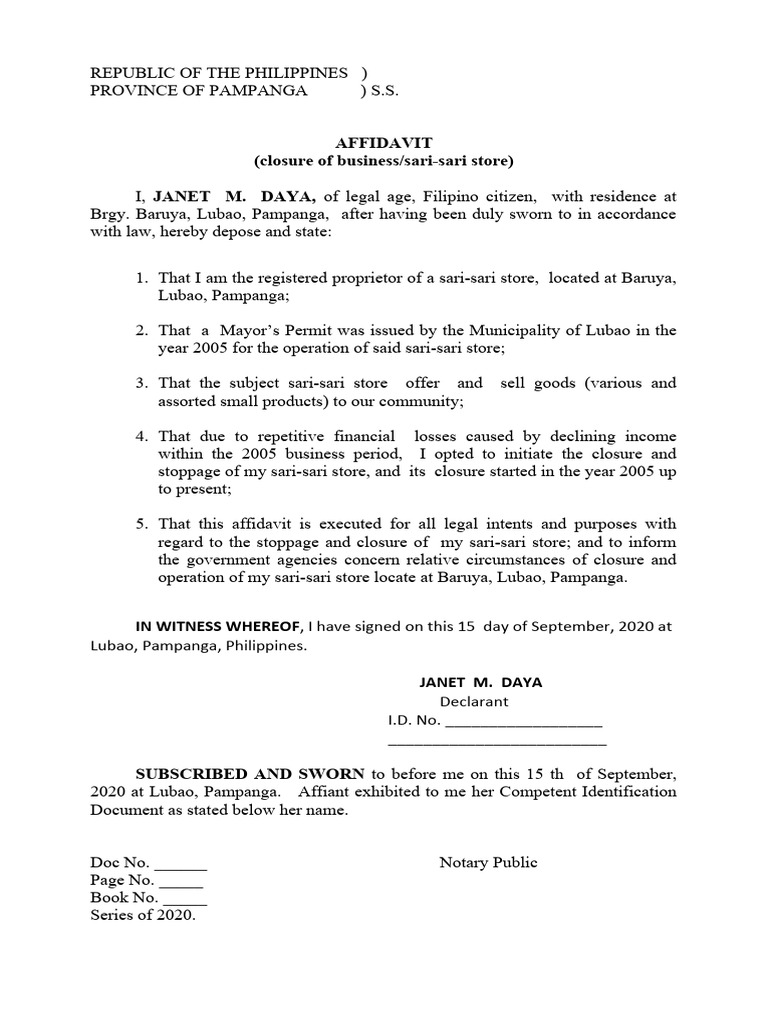Affidavit of Closure | PDF
