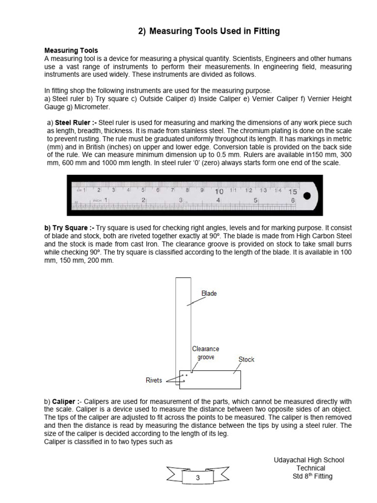 Measuring Tools in Fitting Workshop | PDF | Industrial Processes | Equipment
