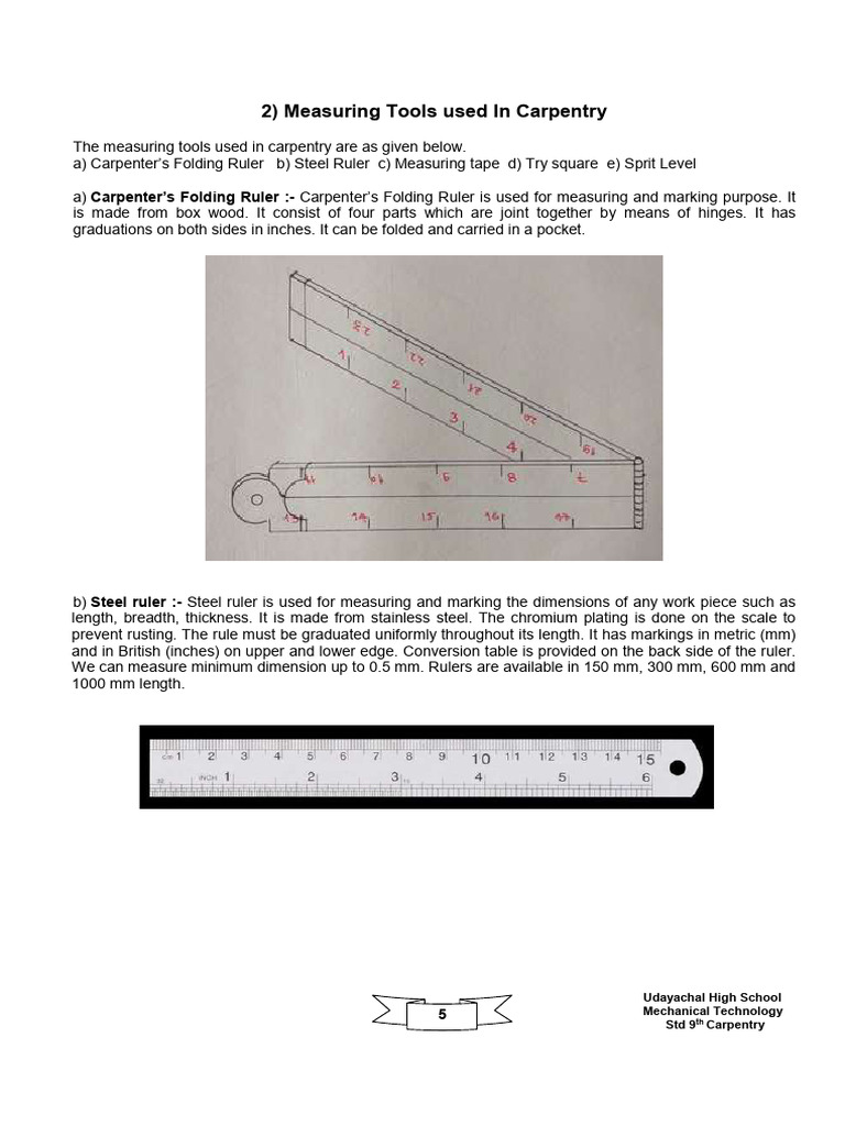 2) Measuring Tools Used in Carpentry | PDF | Crafts | Manufactured Goods