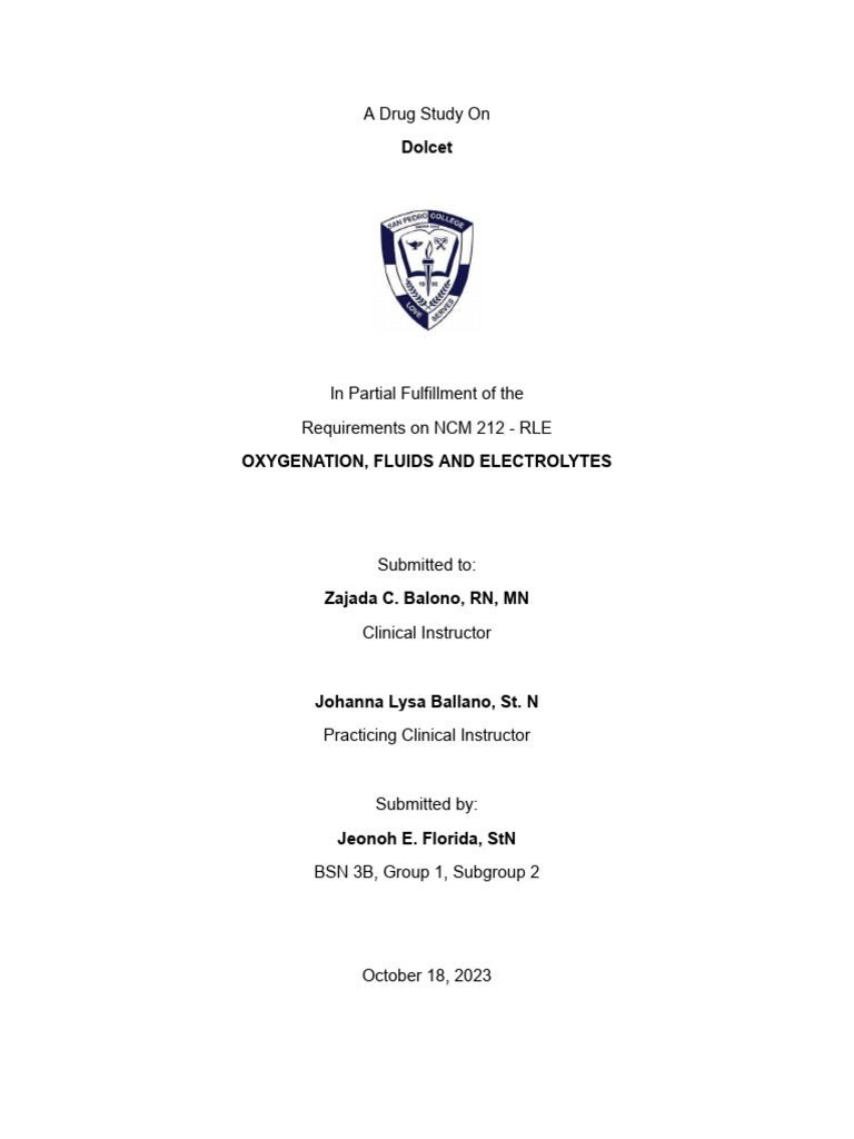 Drug Study | PDF | Analgesic | Health Care