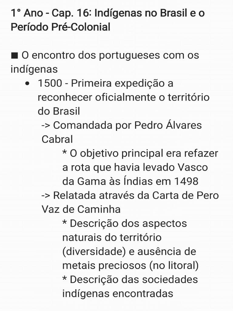 1 Ano Cap 16 Indígenas No Brasil E O Período Pré Colonial Pdf