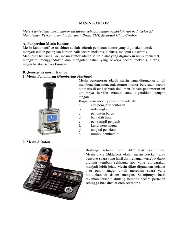 Materi Mesin Kantor Office Machine | PDF
