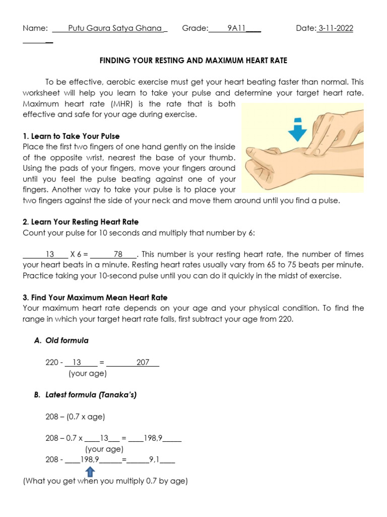 Heart Rate and Workload Worksheet | PDF
