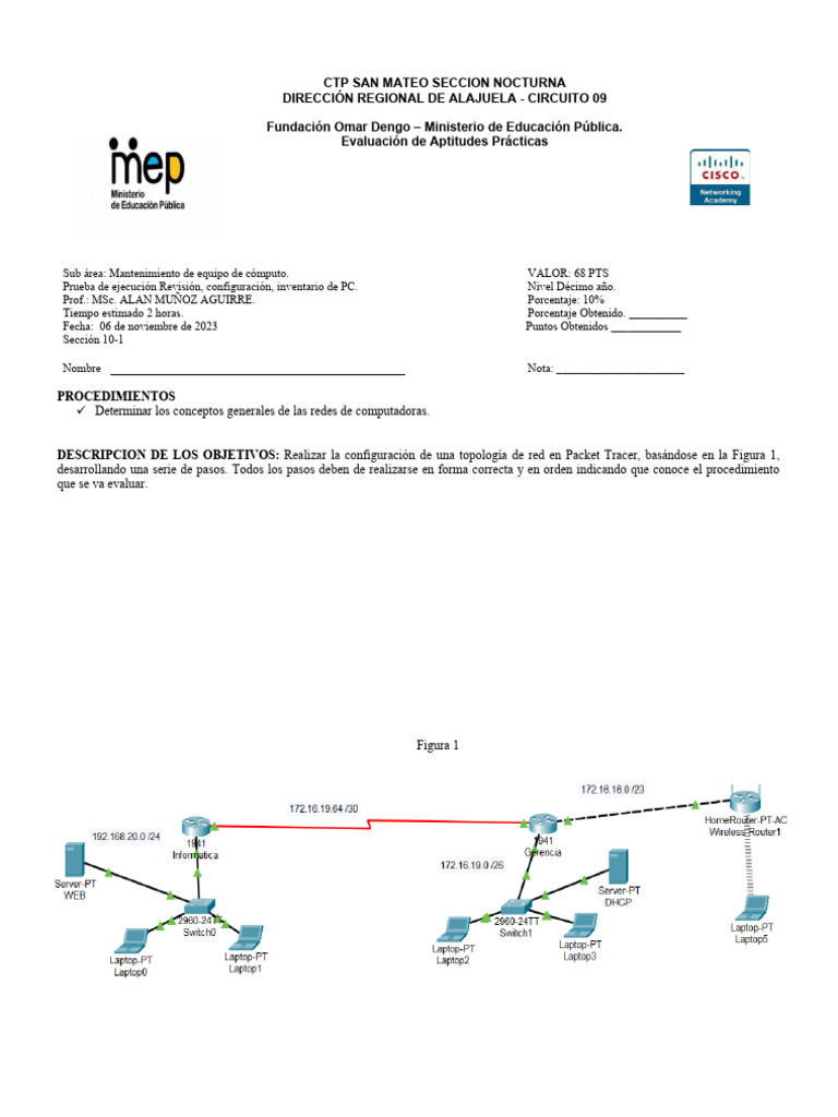 Examen de Ejecución IT ESSENTIAL II PARTE | PDF | Dirección IP | Enrutador (Computación)