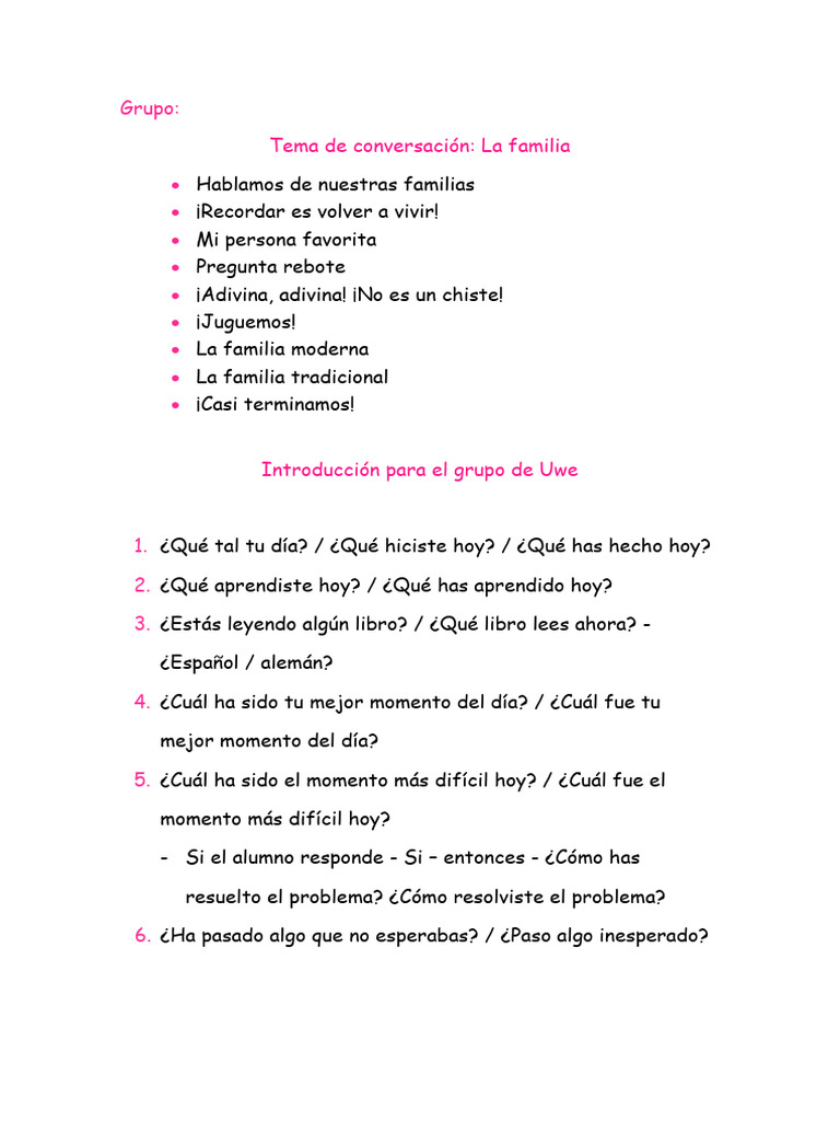 Conversaciones sobre la familia | PDF