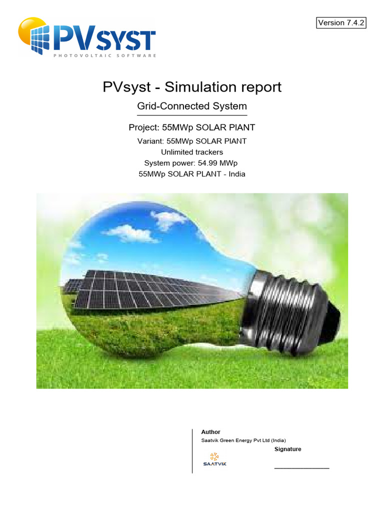 55MWp Solar Plant Simulation Report | PDF | Photovoltaics | Solar Power