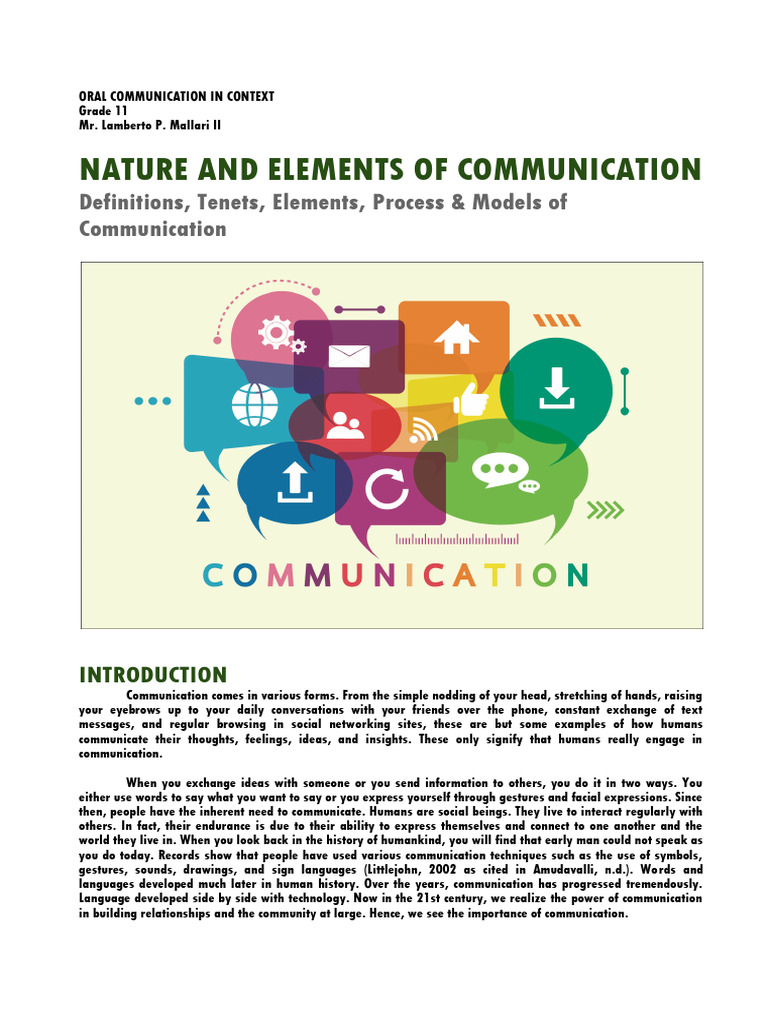 Elements and Nature of Communication | PDF | Communication | Information