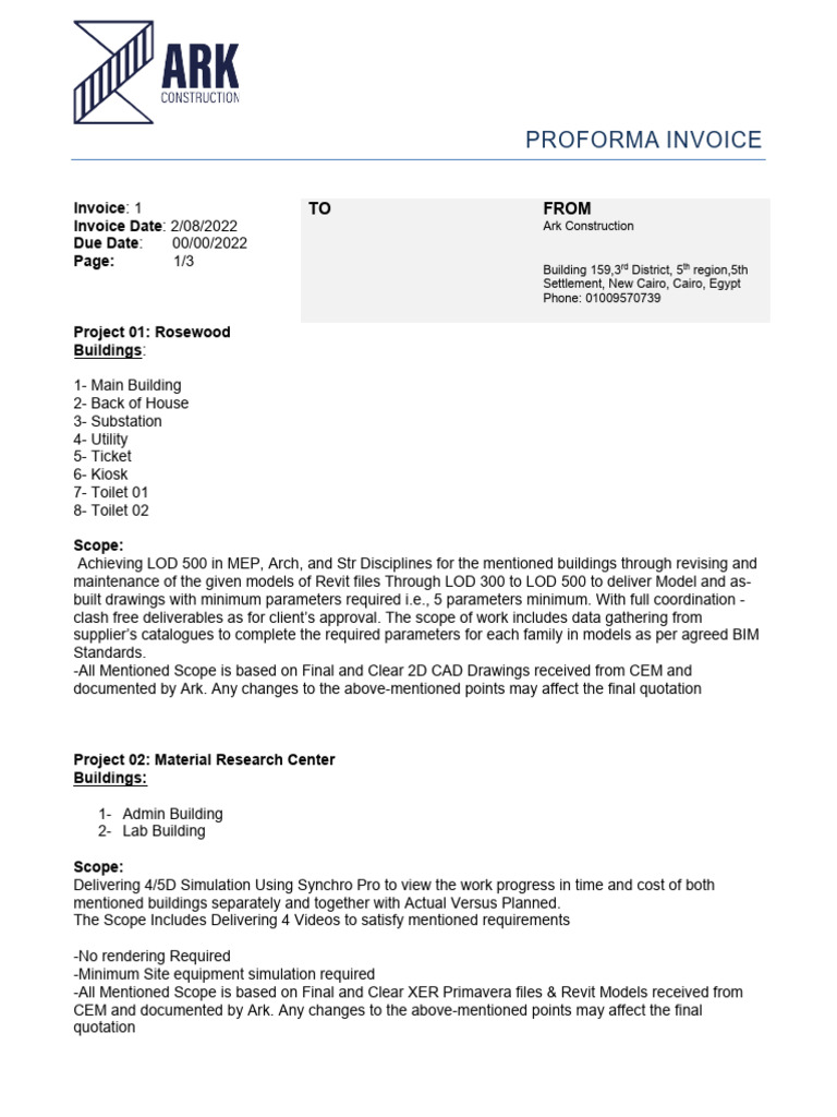 Panda LOD 500 - MRC 4D Proforma Invoice | PDF | Autodesk Revit