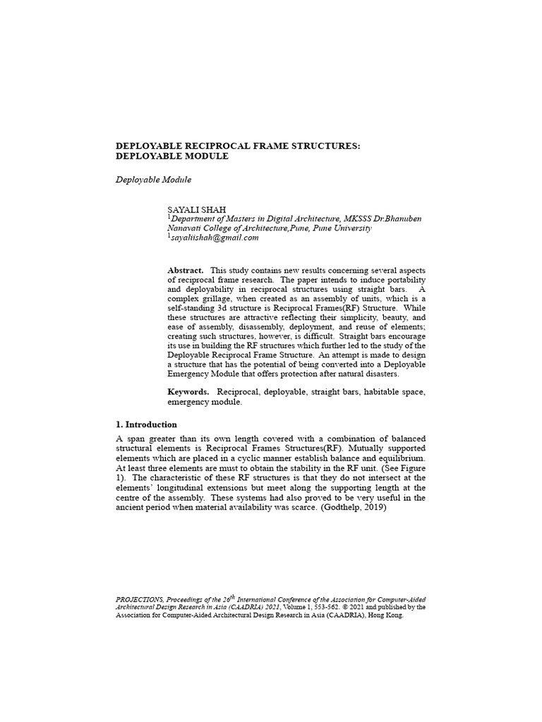 Deployable Reciprocal Frame Structures - Deployable Module | PDF ...